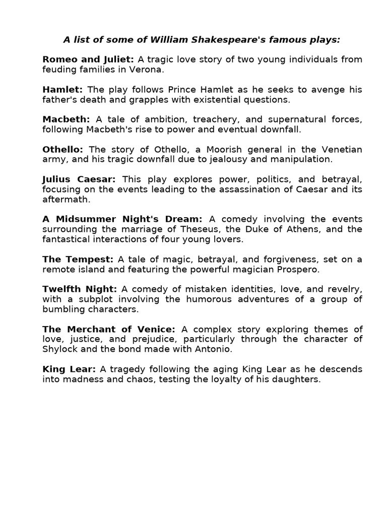 List of Plays | PDF | Classics