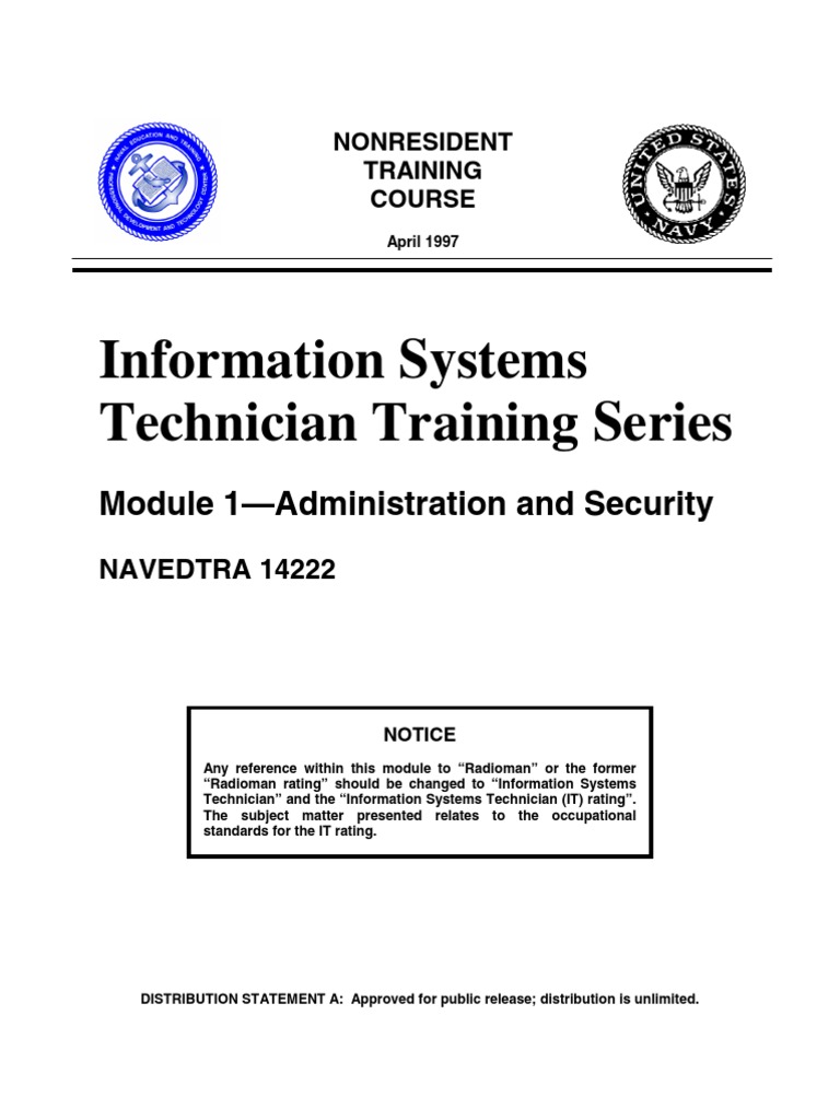 US Navy Course NAVEDTRA 14222 - Information Systems Technician Training ...