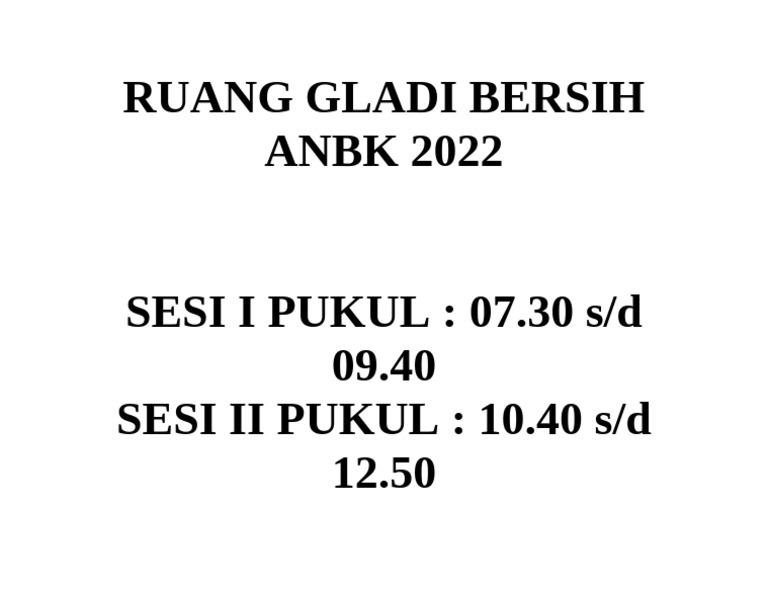 Ruang Gladi Bersih Anbk 2022 | PDF