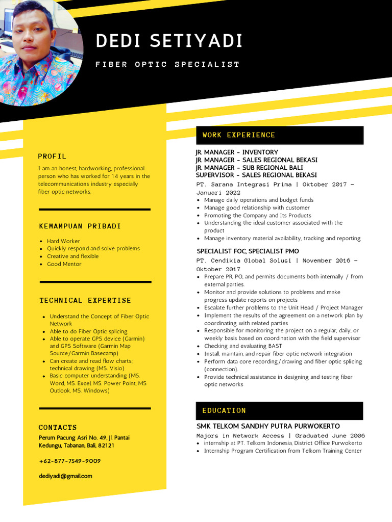 CV Dedi English | PDF | Optical Fiber | Computing
