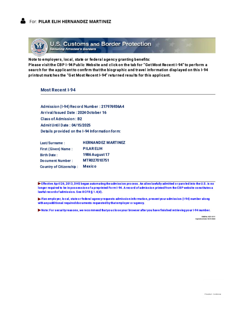 I94 - Official Website | PDF