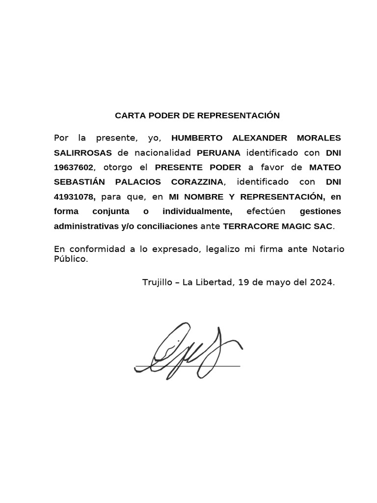 Carta Poder de Representación | PDF