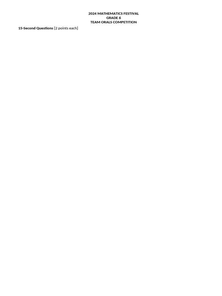 2024 Div Math Fest Grade 6 | PDF