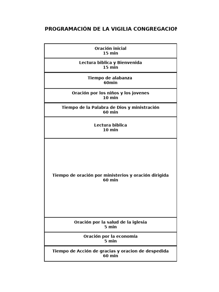 Programacion Vigilia | PDF