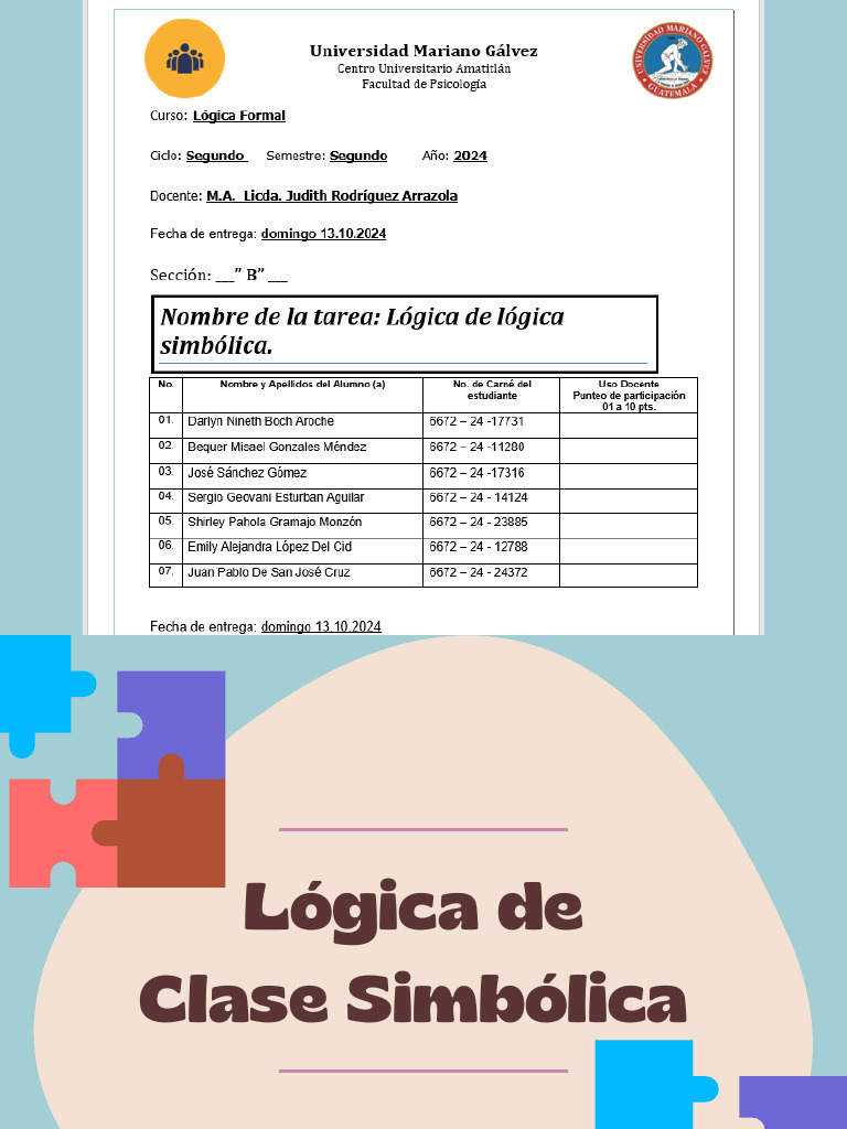 Tarea No. 12 Logica de Clase Simbolica | PDF