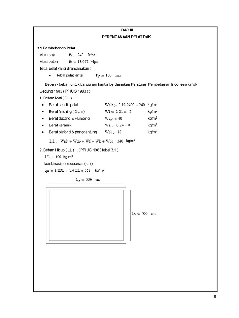 Bab 3 Perhitungan Pelat Dak | PDF