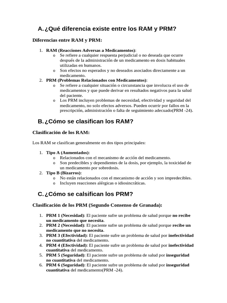 Qué Diferencia Existe Entre Los RAM y PRM | PDF | Medicamentos con ...