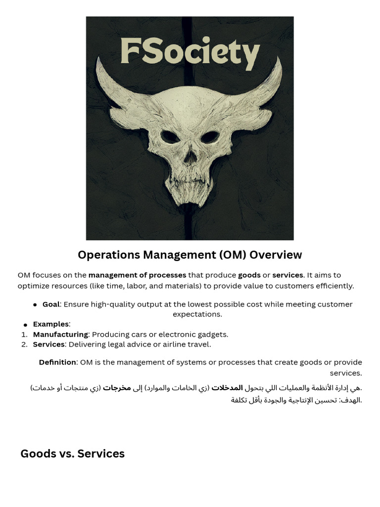Operations Management (OM) Overview | PDF | Operations Management ...
