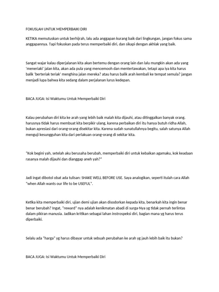 Fokuslah Untuk Masa Depan | PDF | Pengembangan Diri