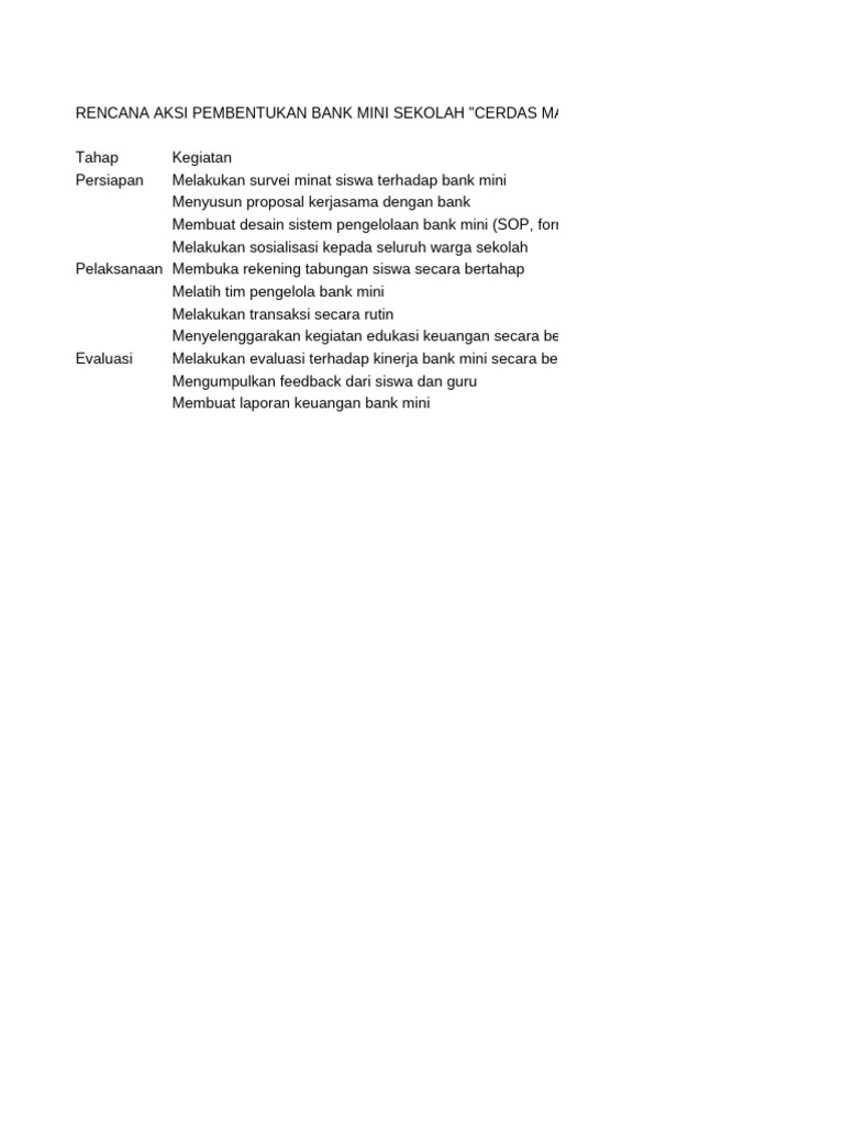 BUATKAN DALAM BENTUK TABEL - Rencana Aksi - Ta... | PDF | Pengelolaan ...