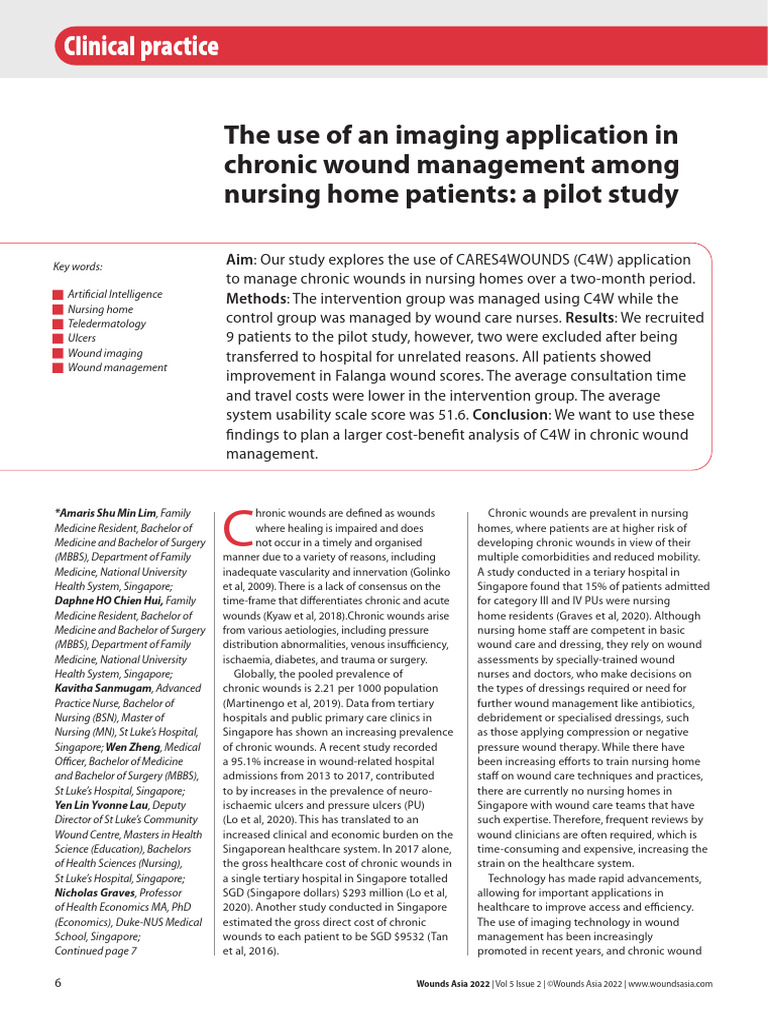 The Use of An Imaging Application in Chronic Wound Management Among The ...