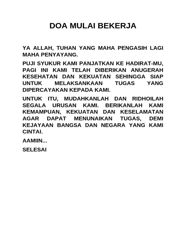 Doa Mulai Bekerja | PDF | Agama & Spiritualitas