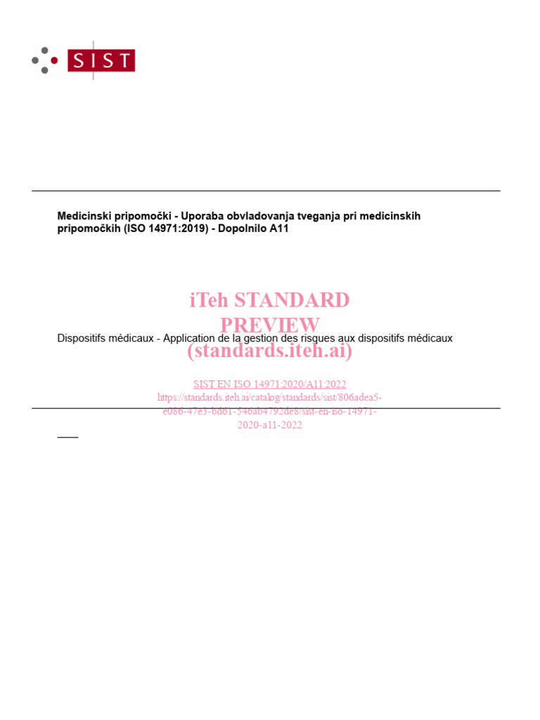 ISO 14971:2020 Risk Management Standard | PDF