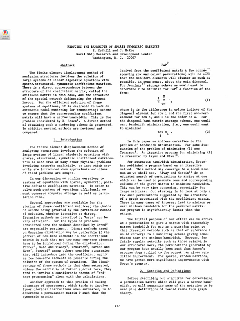 Cuthill McGee Node Ordering | PDF | Matrix (Mathematics) | Permutation