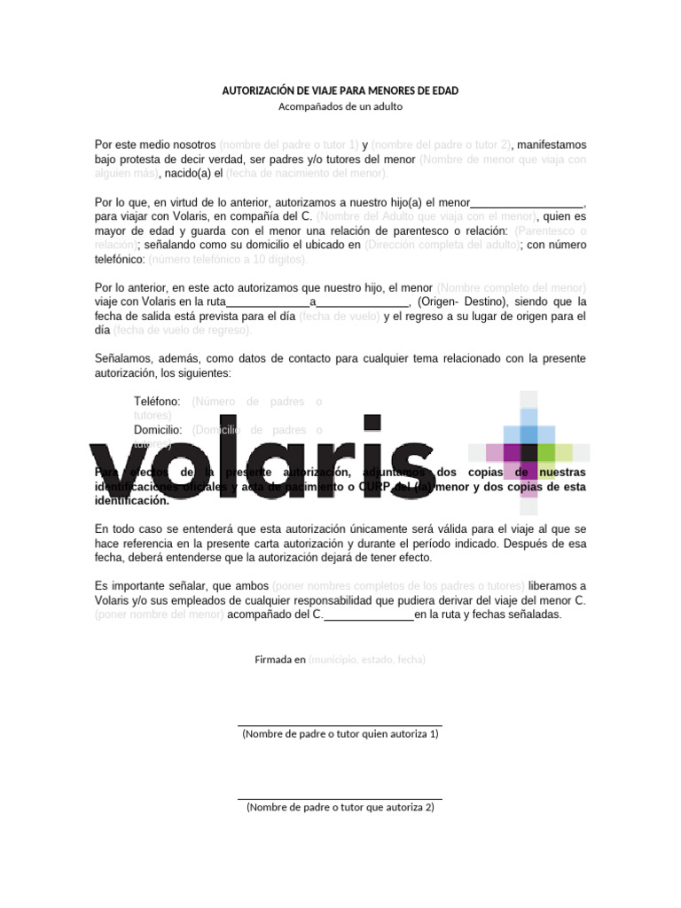 Autorización de Viaje para Menores | PDF | Derecho