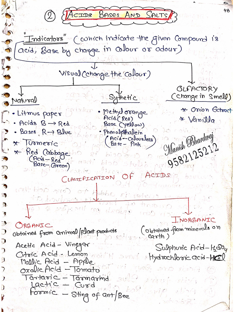 Acid Base and Salts Notes | PDF
