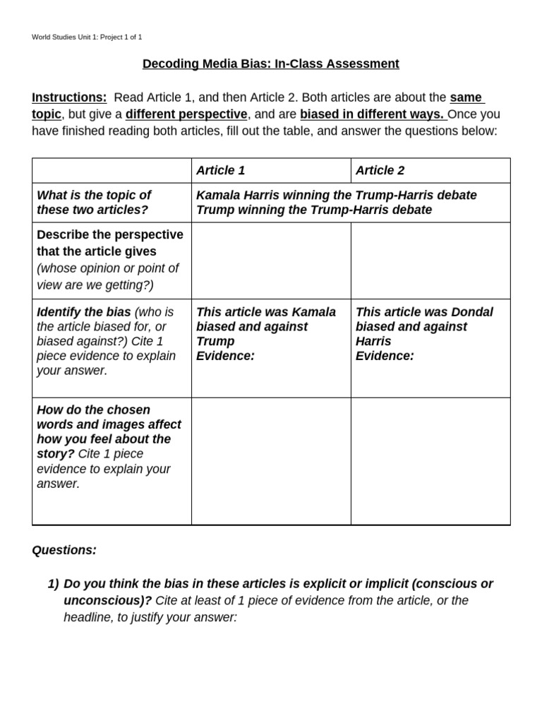 Media Bias Analysis for Students | PDF | Science & Mathematics