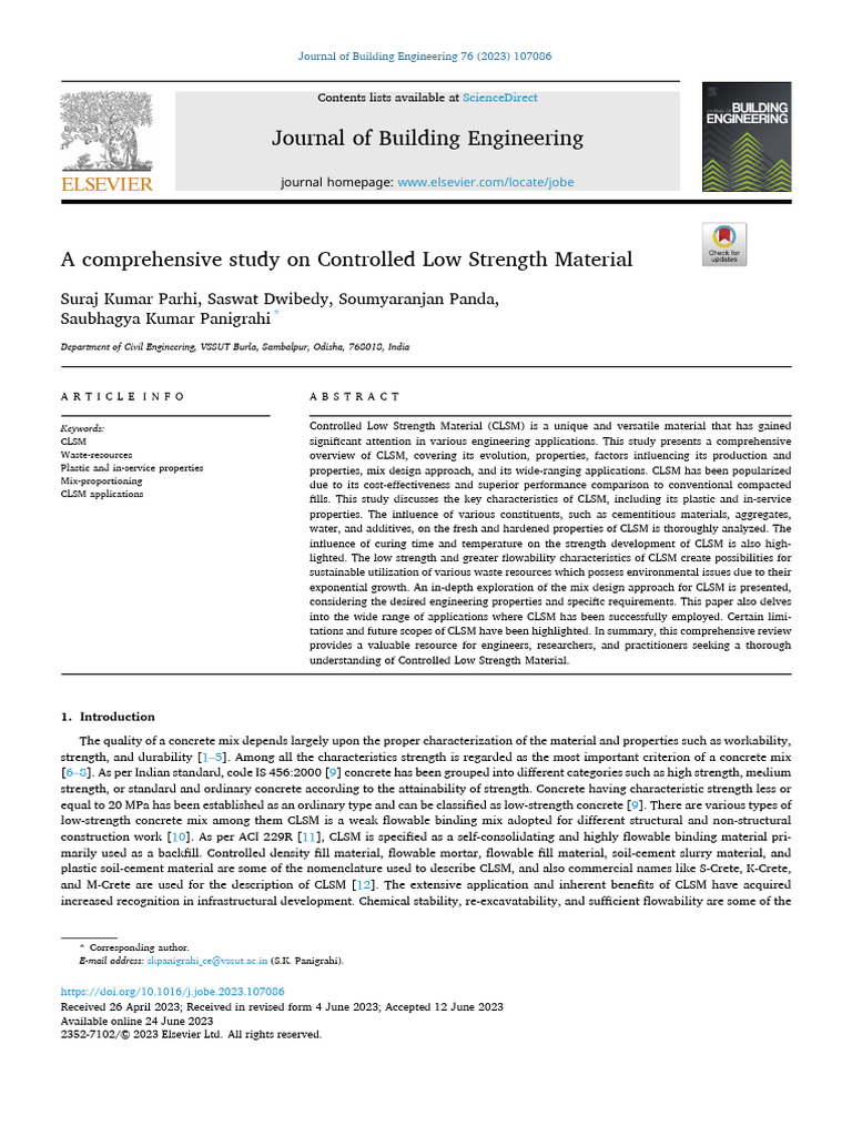 A comprehensive study on Controlled Low Strength Material-2023 | PDF ...