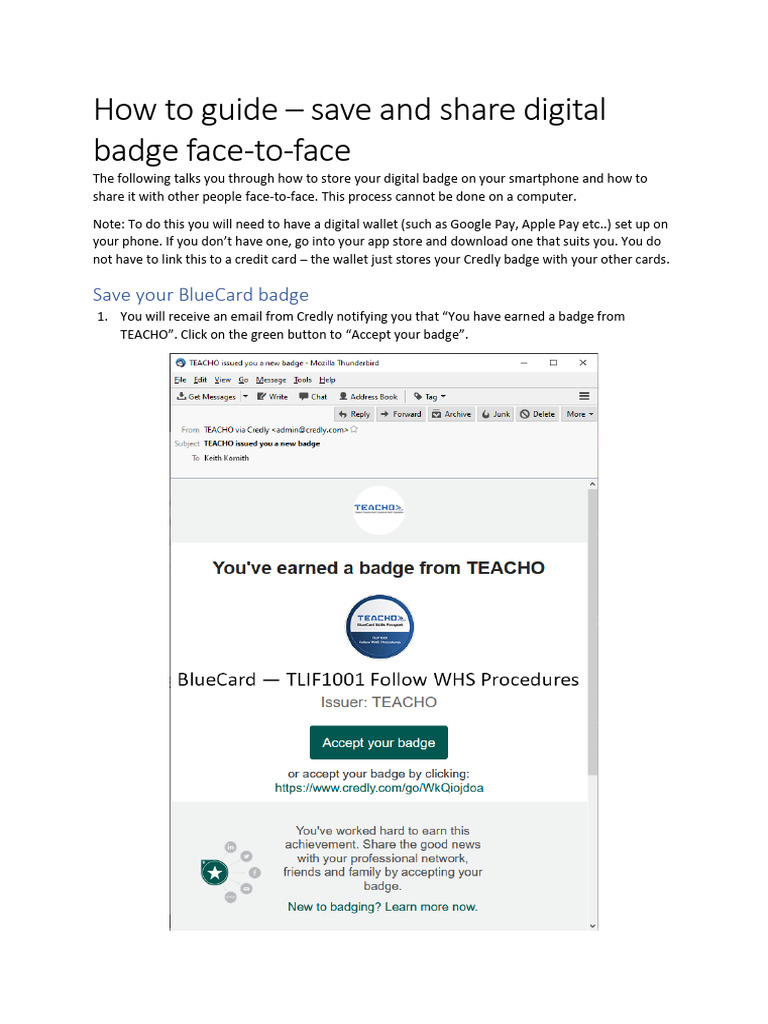 How To Guide - Digital BlueCard Badge.v1.0 | PDF | Mobile Software ...
