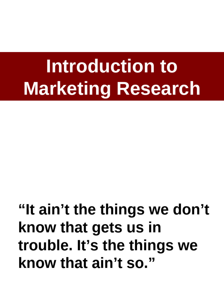 Introduction To MARKET RESEARCH | PDF | Marketing Research | Marketing