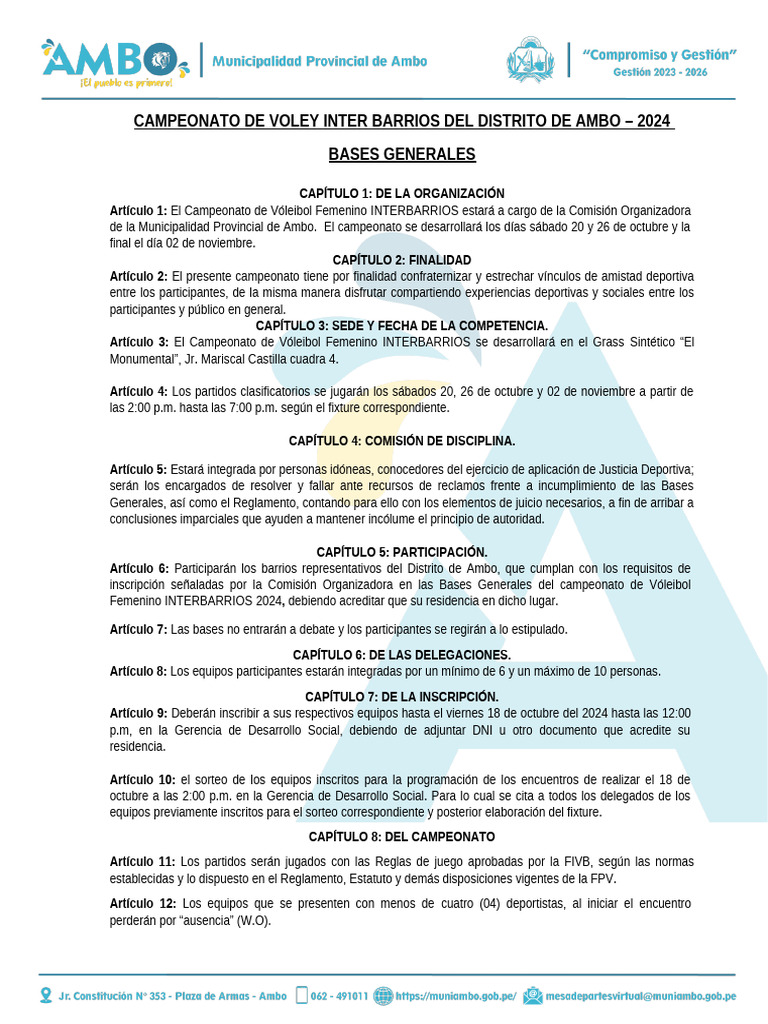 Bases Del Voley Ambo 2024 | PDF