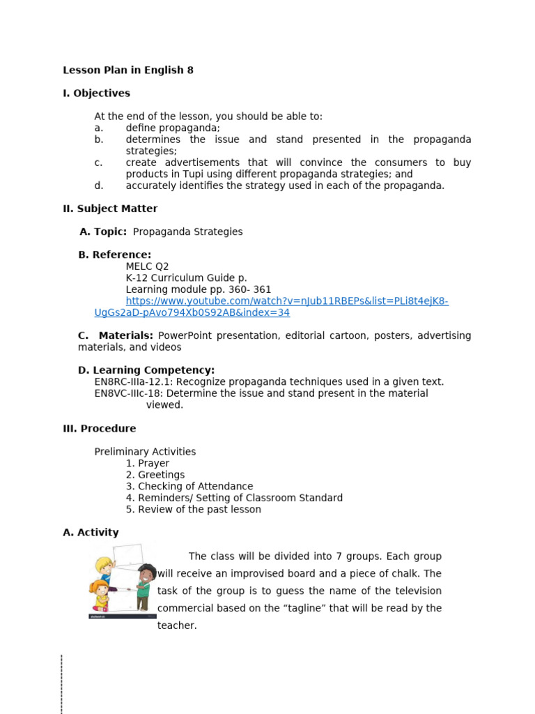 Lesson Plan in English 8 | PDF | Lesson Plan | Human Communication