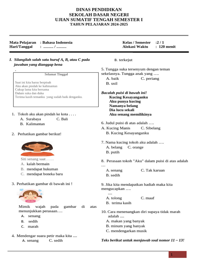SOAL STS b. iNDONESIA 2024 | PDF
