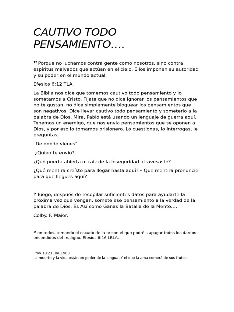 Cautivo Todo Pensamiento | PDF | Derecho | Religión y espiritualidad