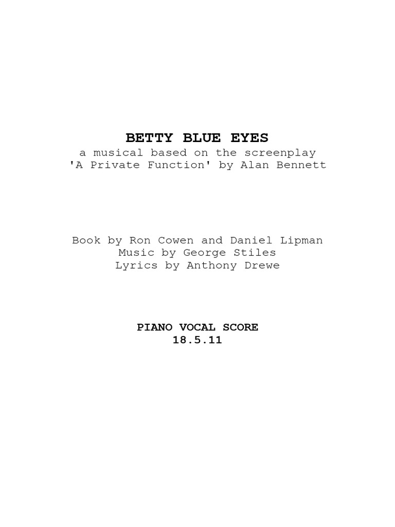 Betty Blue Eyes | PDF | Freedom Of Expression Law | Musical Theatre