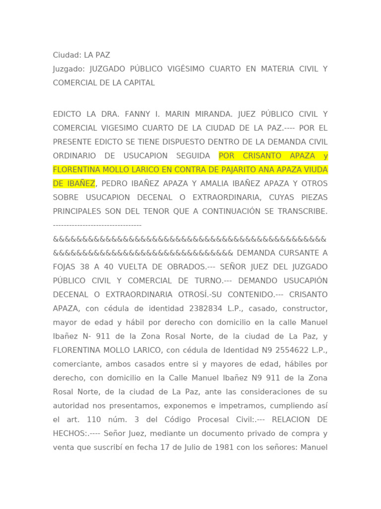Edictos Usucapion | PDF | Posesión (Ley) | Propiedad