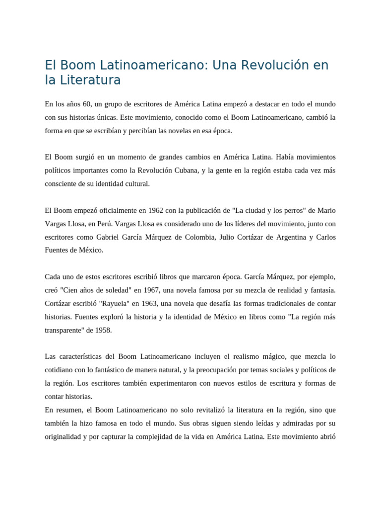 El Boom Latinoamericano | PDF | Ciencias sociales | Clásicos