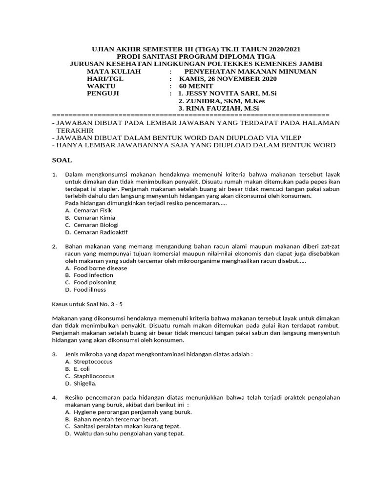 Soal Uas SMT Ganjil 2020 2021 | PDF