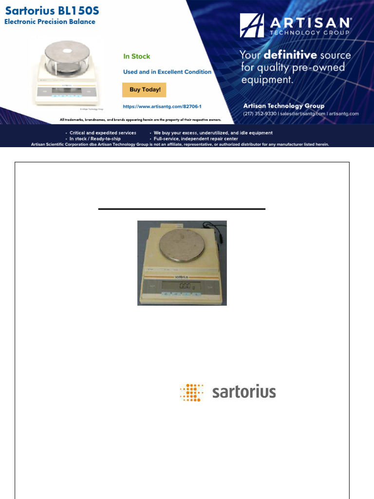 Lab 106 Sartorius_BL_GL_Manual | PDF | Weighing Scale | Weight