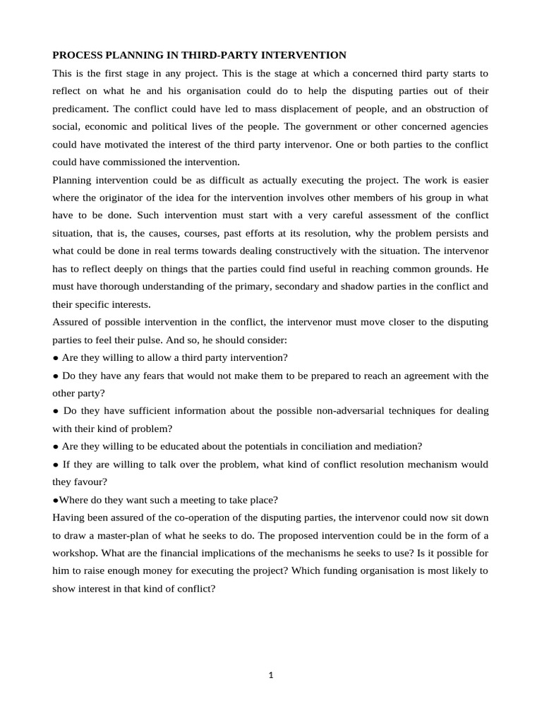 Third-Party Intervention Planning | PDF | Evaluation | Mediation