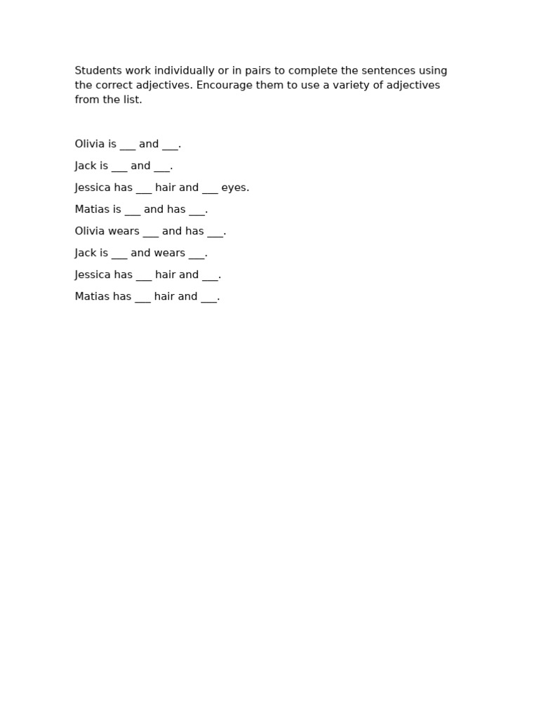 Physical Appearance Worksheet | PDF