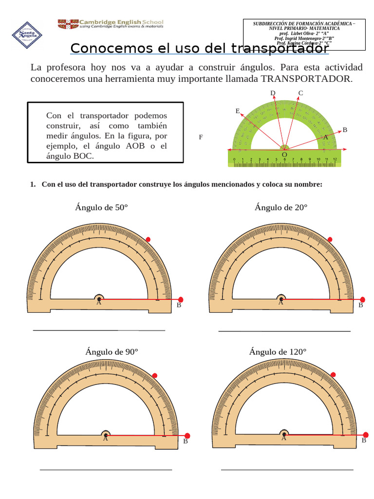 Construcción de Ángulos con Transportador | PDF