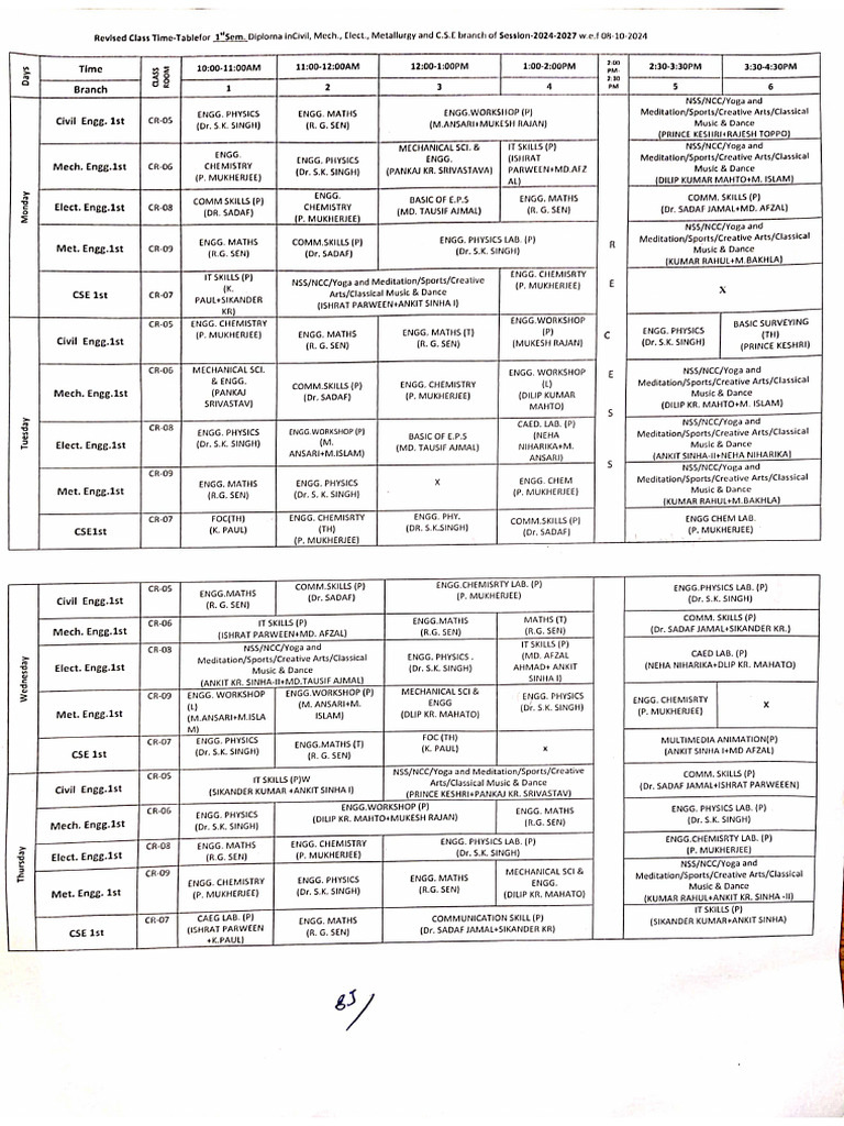 GP Dhanbad 1st Semester Routine | PDF
