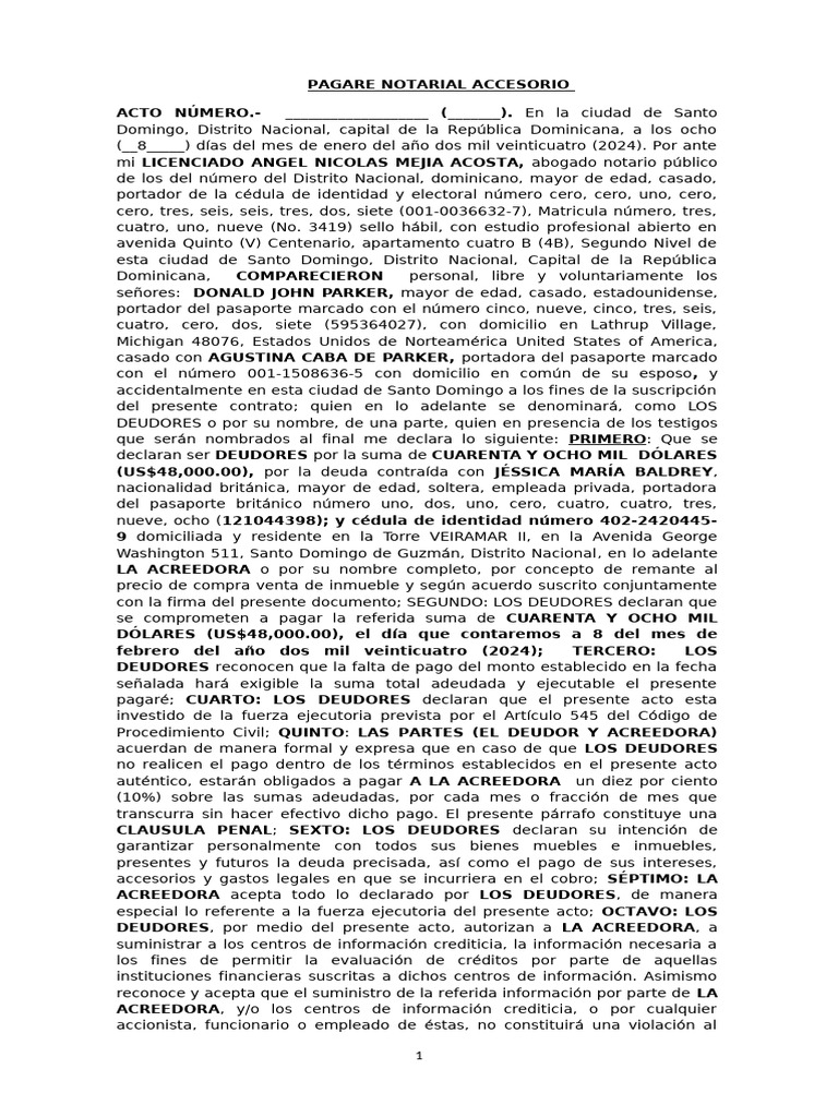 Pagare Accesorio Final | PDF | Pagos