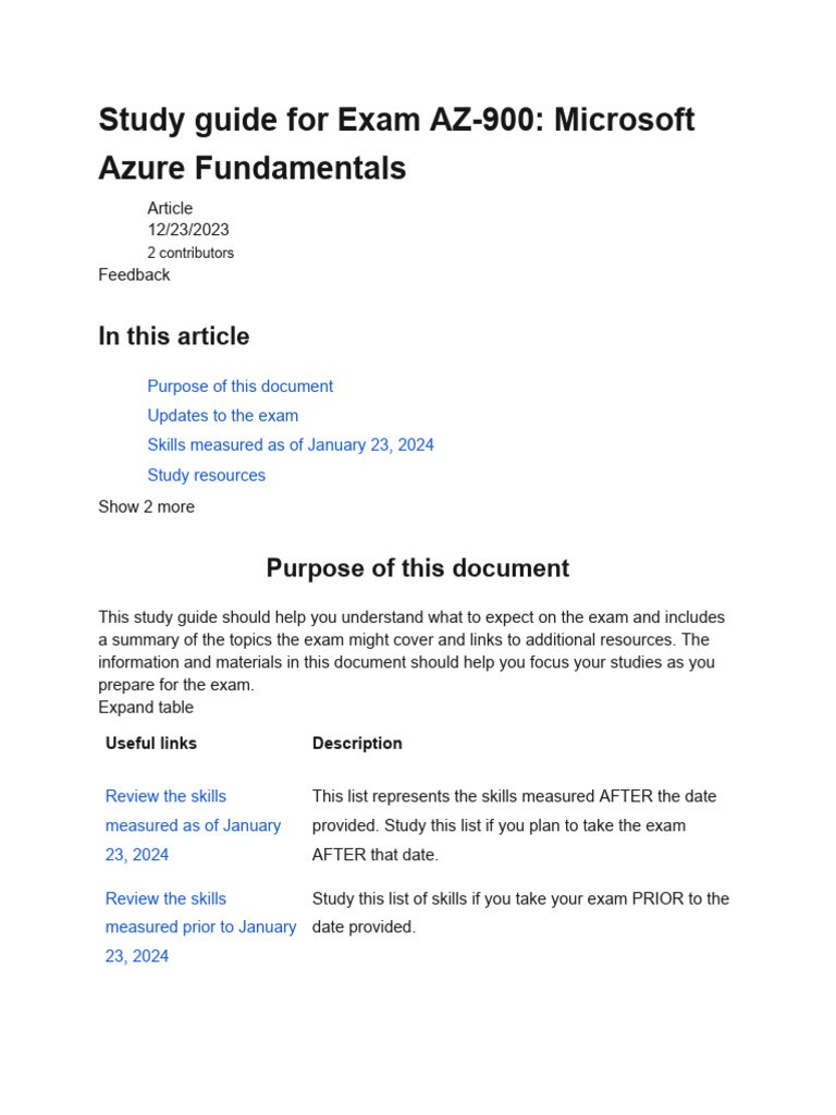 Study guide for Exam AZ-900_ Microsoft Azure Fundamentals | PDF