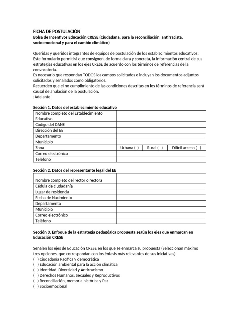 Ficha de Postulación | PDF