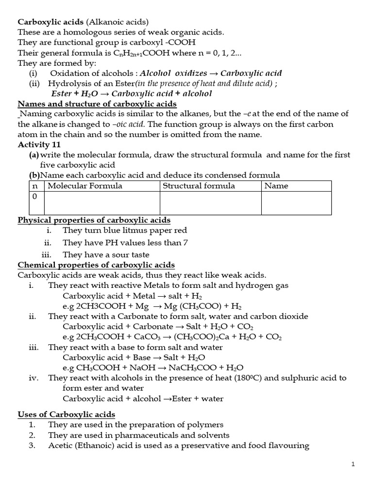 Carboxylic Acids and Esters | PDF | Ester | Acid