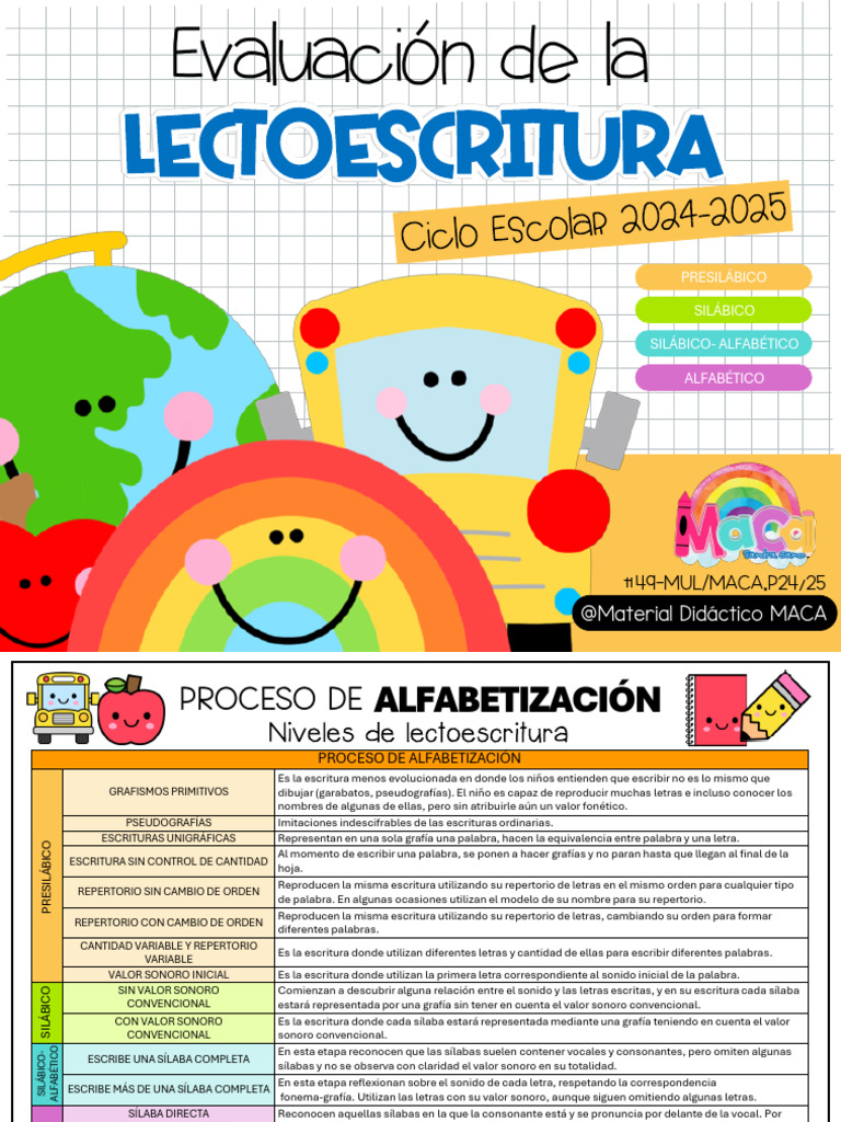 Evaluación de La Lectoescritura | PDF | Escritura | Sílaba