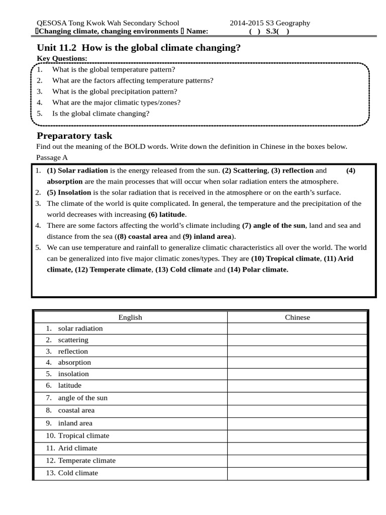 1415 - S3 - Changing - Climate - Changing - Environments - Notes - Unit ...
