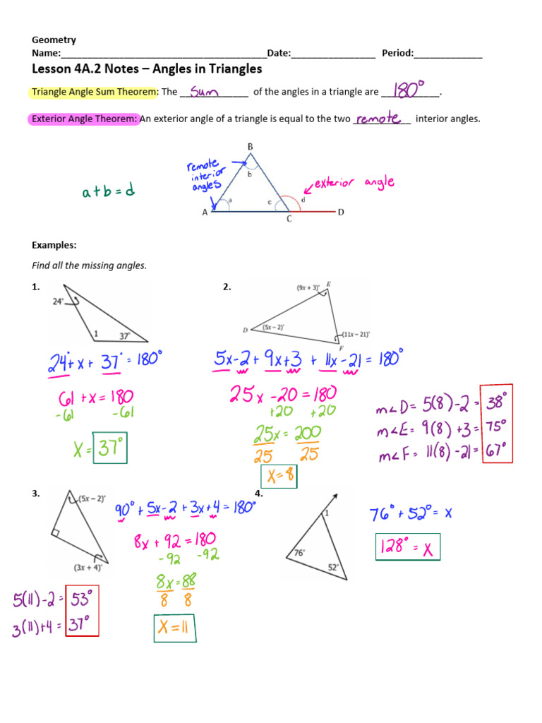 Triangle Angle Theorems | PDF | Triangle | Geometric Shapes