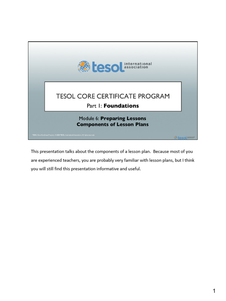 Essential Components of Lesson Plans | PDF | Lesson Plan | Classroom ...