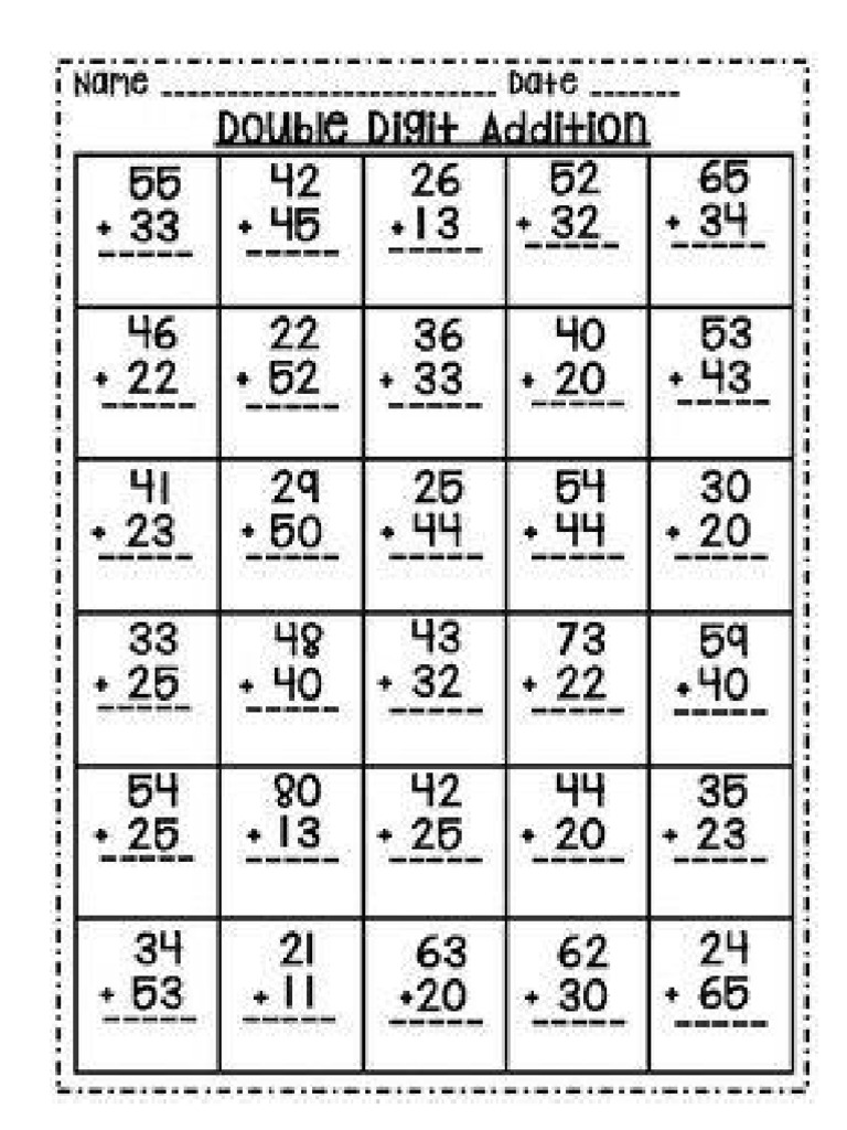G1 Math Addition Without Regrouping | PDF