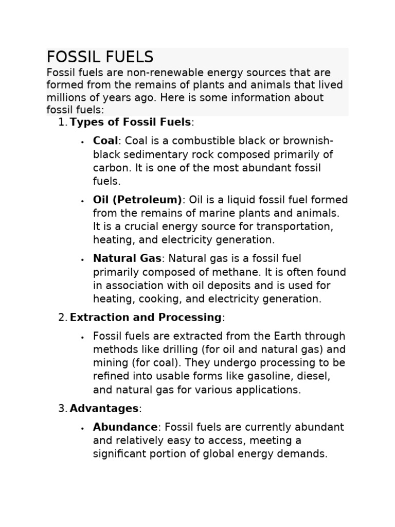 Fossil Fuels | PDF | Science & Mathematics
