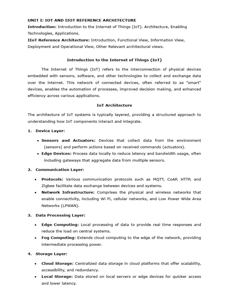 Unit - I - IoT & IIoT | PDF | Internet Of Things | Computer Network