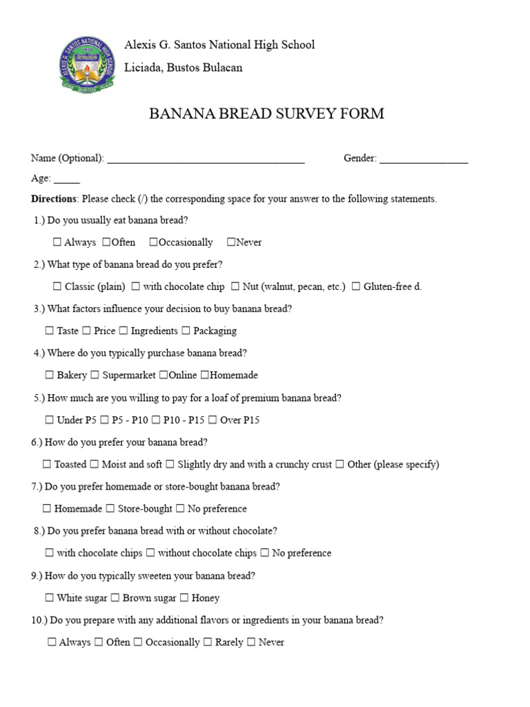 Survey Form (Entrep) | PDF