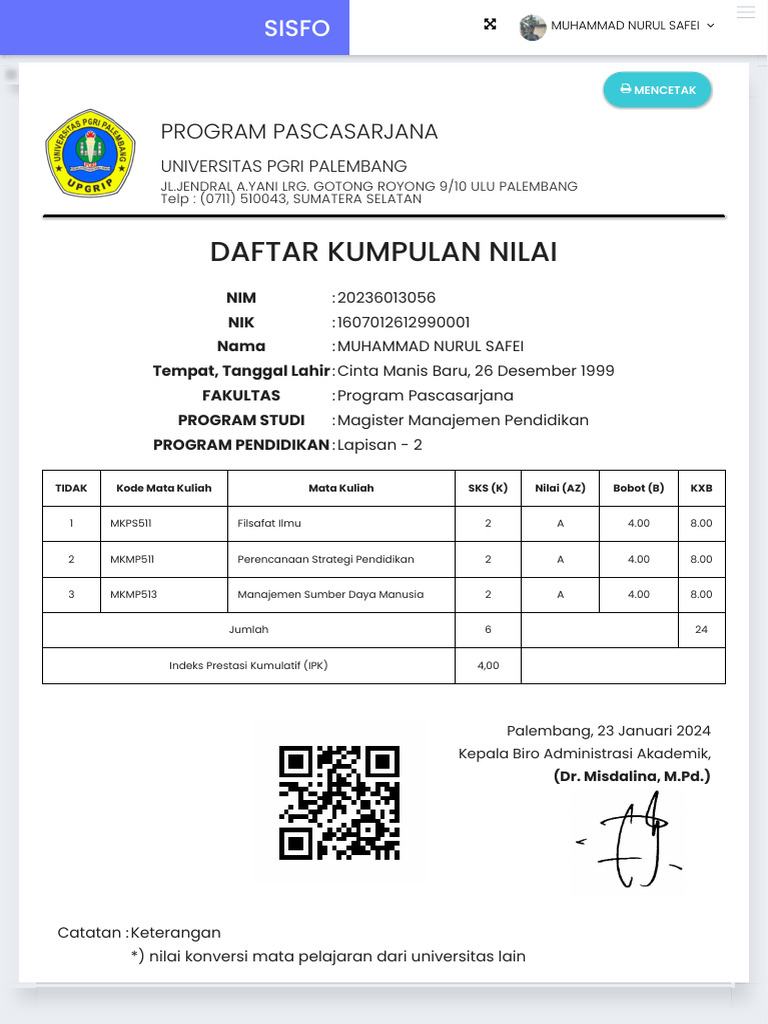 Sisfo Universitas PGRI Palembang 3 | PDF